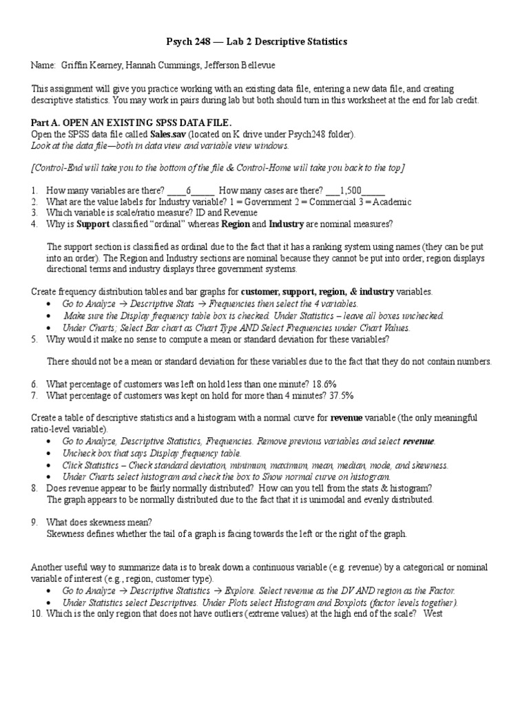 Lab 2 Worksheet | Download Free PDF | Histogram | Descriptive Statistics
