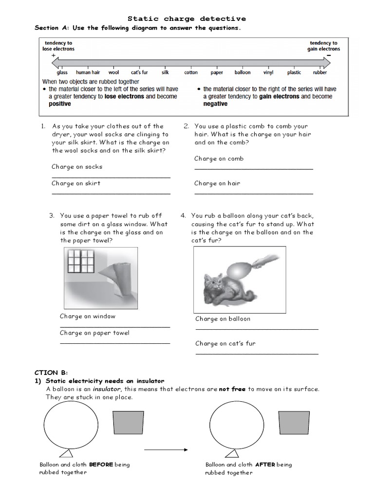 Static Electricity Detective | PDF | Electric Charge | Ion