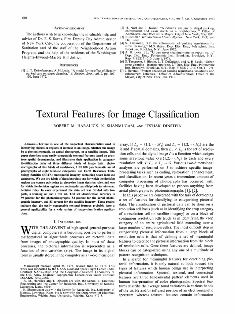 Textural Features For Image Classification | PDF | Matrix (Mathematics) | Correlation And Dependence