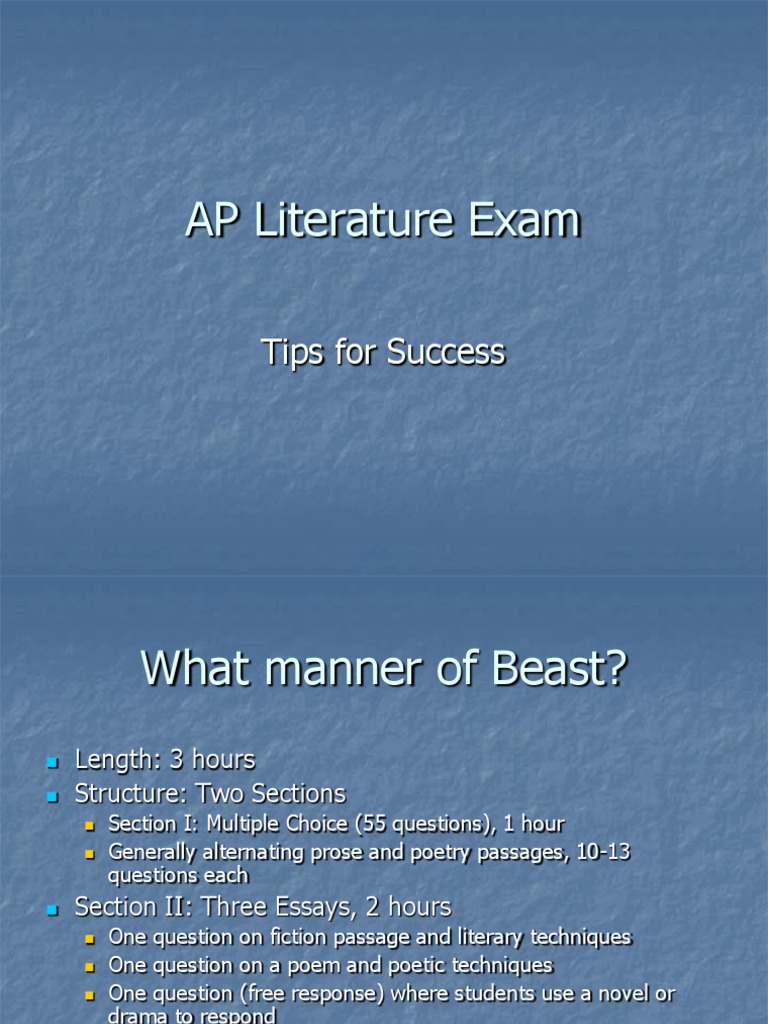 AP Literature Exam: Tips For Success | PDF | Poetry | Multiple Choice