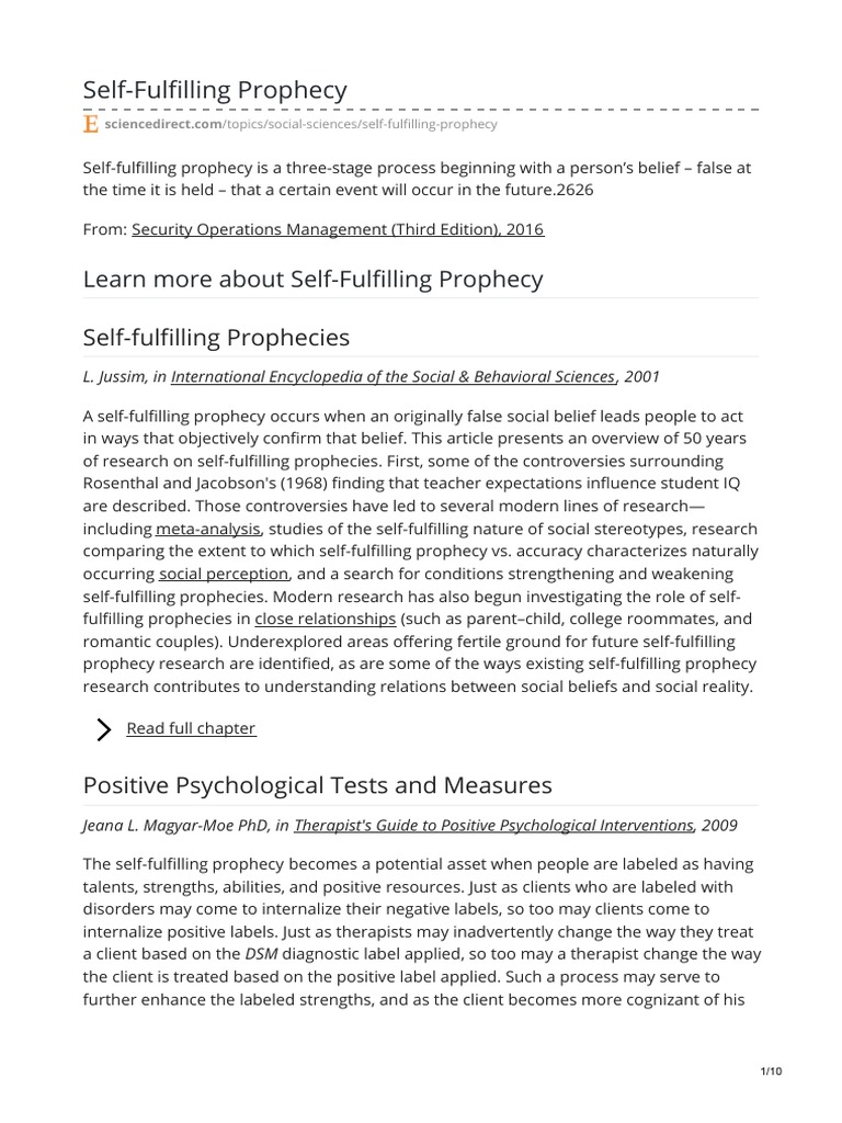 Self Fulfilling Prophecy | PDF | Bias | Menopause