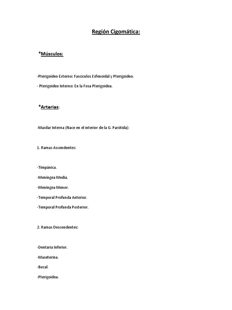 Regiones Cigomática y Pterigomaxilar | PDF