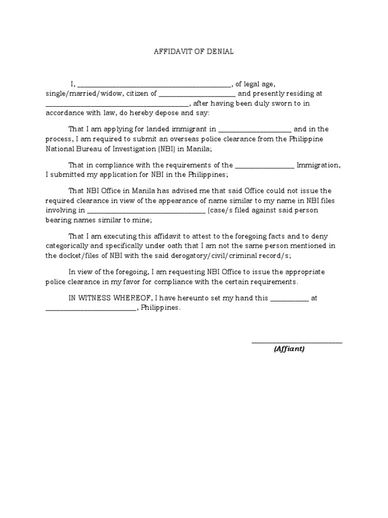 Affidavit of Denial | PDF
