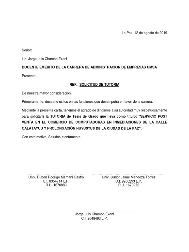 Solicitud de Tutoria | PDF
