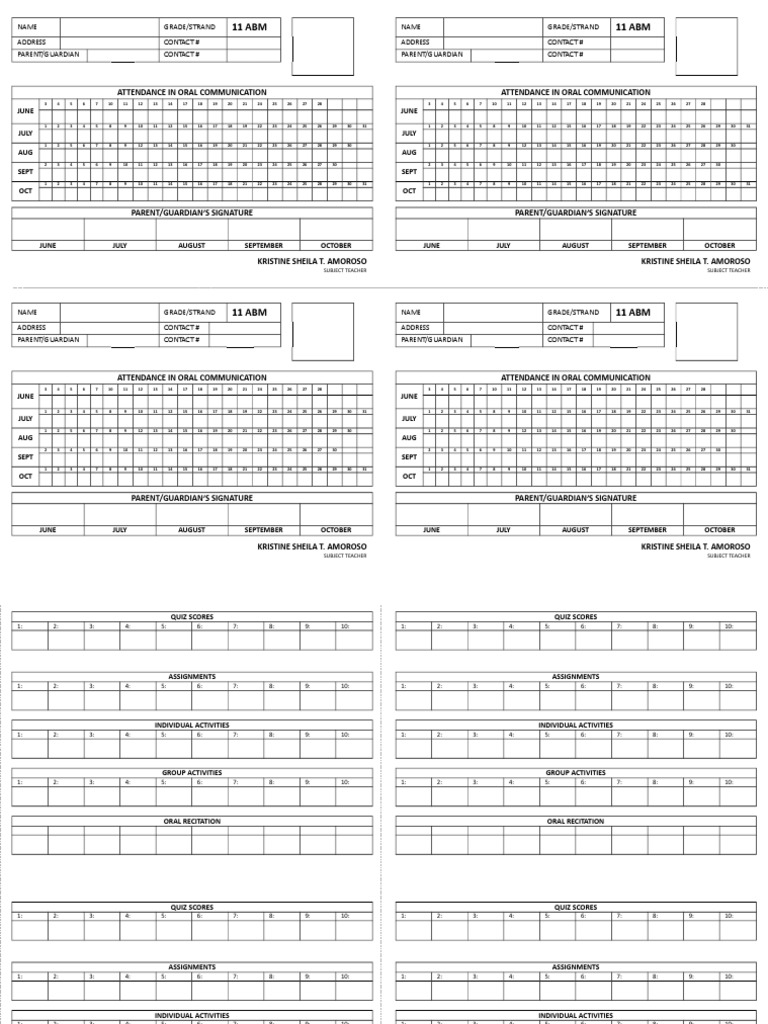 Class Card Template | PDF