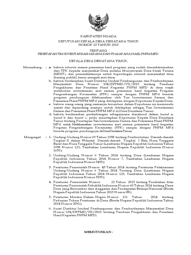 SK Tim Inventarisasi Sarpras | PDF