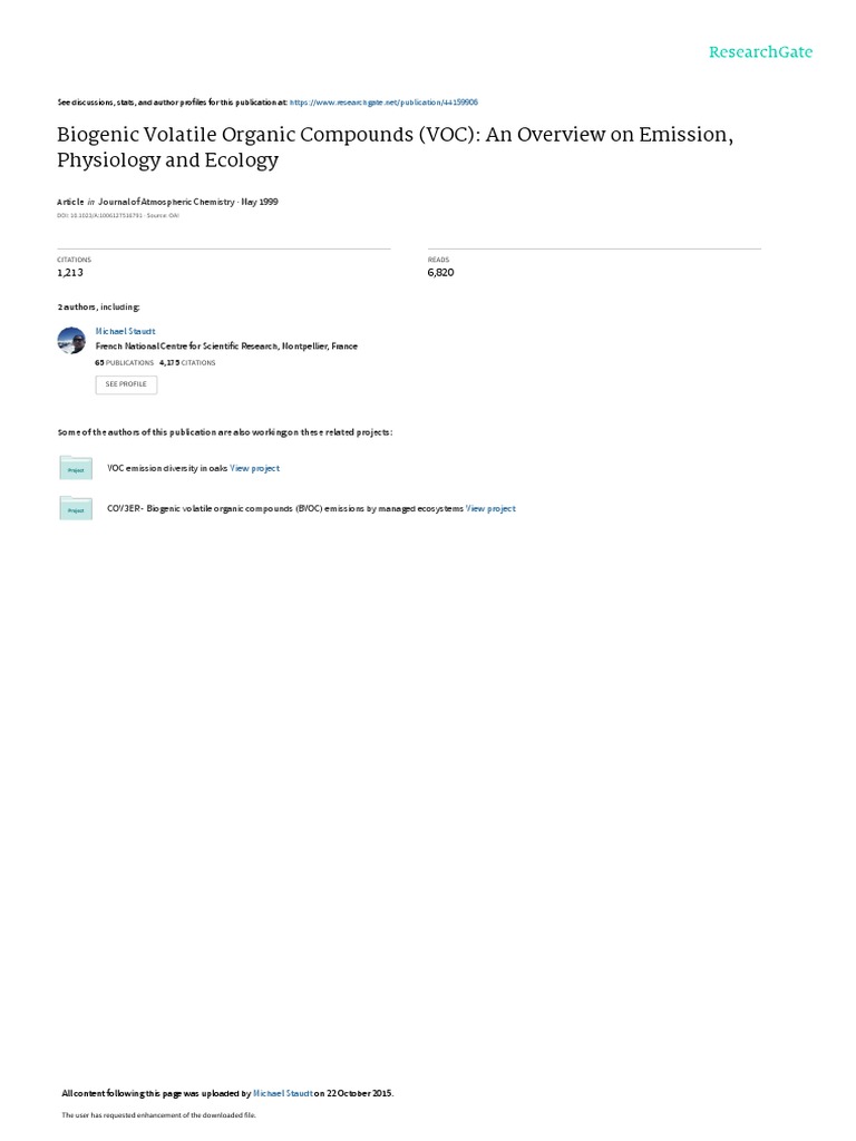 Biogenic Volatile Organic Compounds (VOC) : An Overview On Emission ...