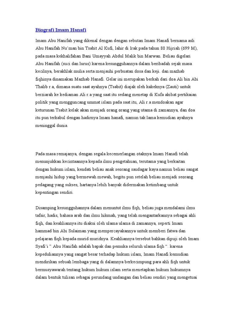 Biografi Imam Hanafi | PDF