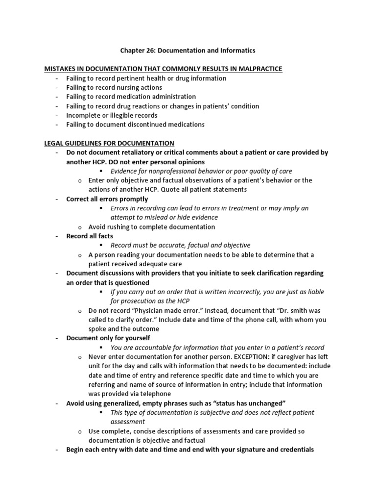 Chapter 26: Documentation and Informatics Mistakes in Documentation That Commonly Results in ...