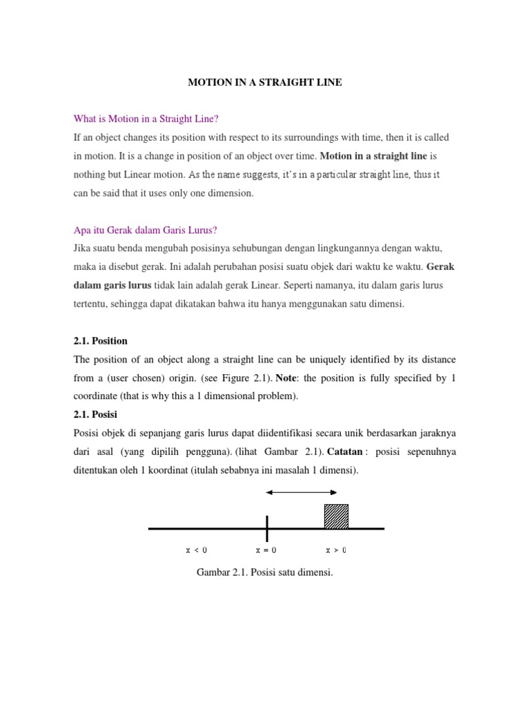 Gerak Lurus: Posisi, Kecepatan, dan Percepatan | PDF | Metode & Bahan ...