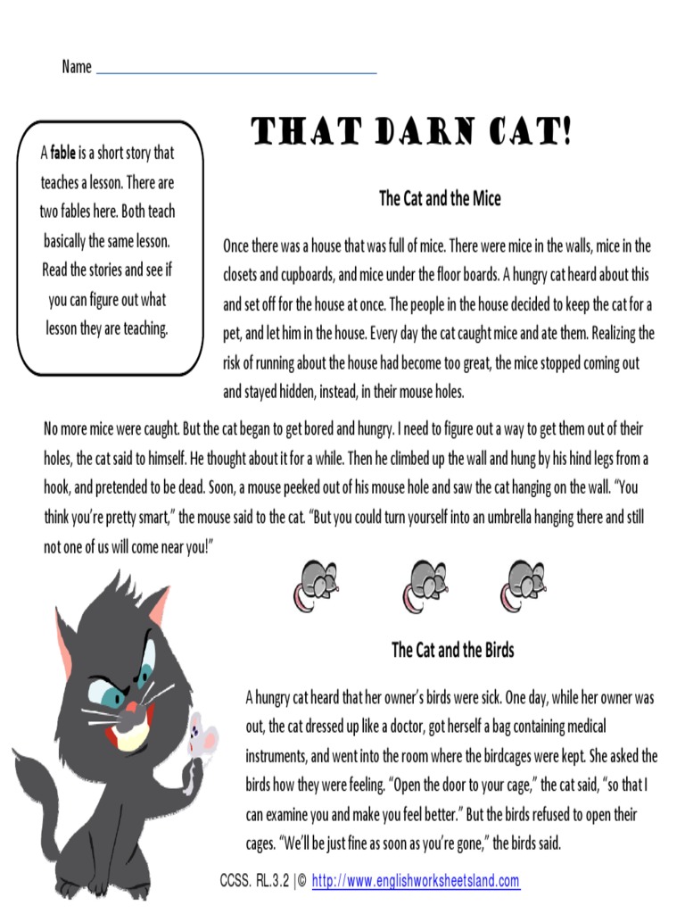 Reading Text For Elementary Level | PDF | Mouse | Cats