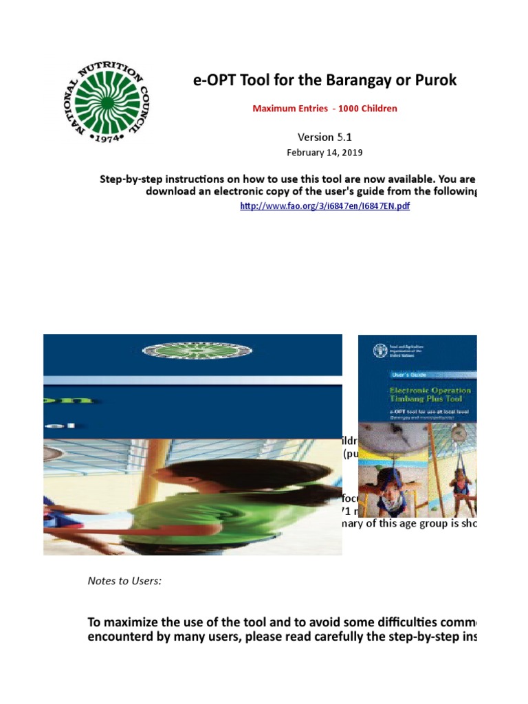 EOPT Tool For Barangay or Purok - 1000children1 | PDF | Spreadsheet ...