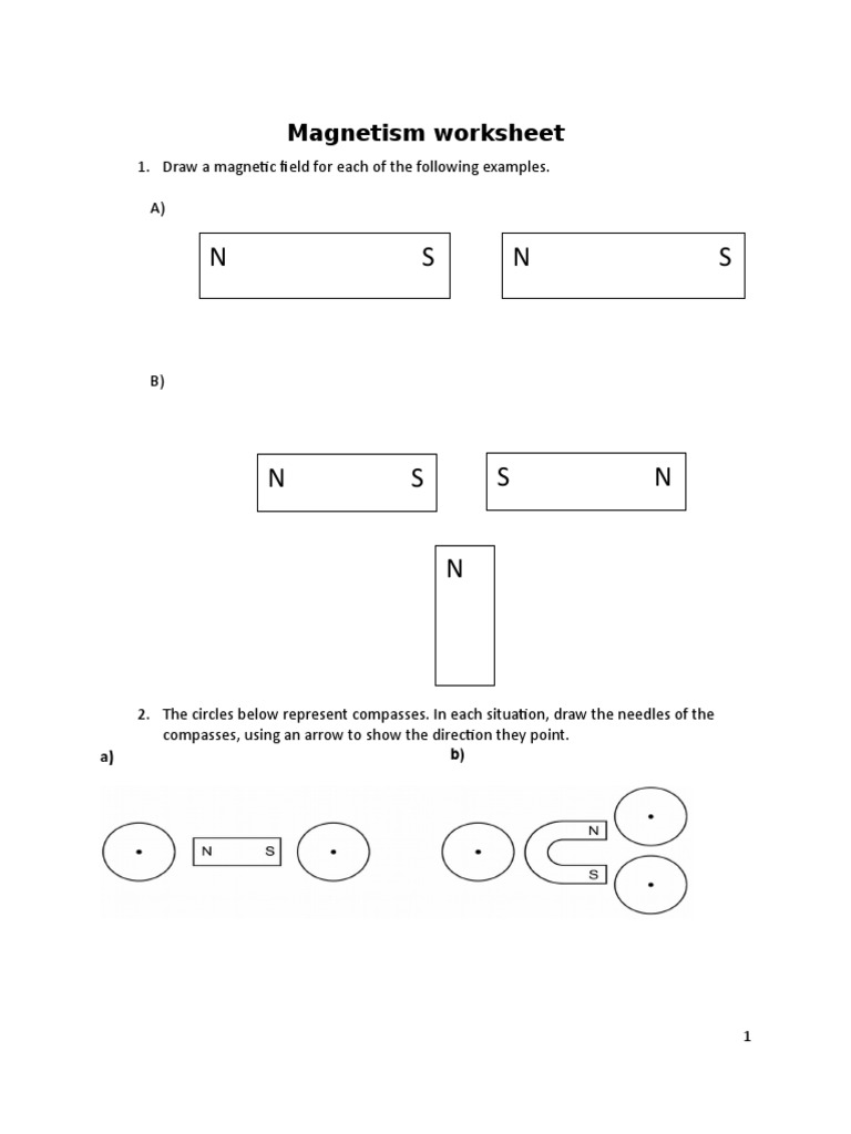 Magnetic Field Worksheet | PDF | Compass | Magnetic Field