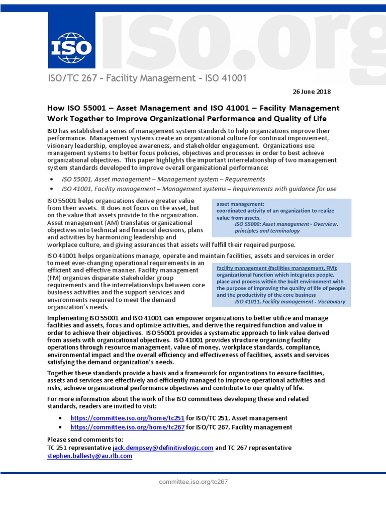AM ISO55000 and FM ISO 41001 Working Together | PDF | Asset Management ...