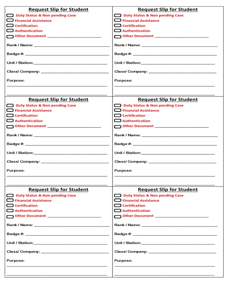Request Slip For Student Request Slip For Student | PDF | Access ...