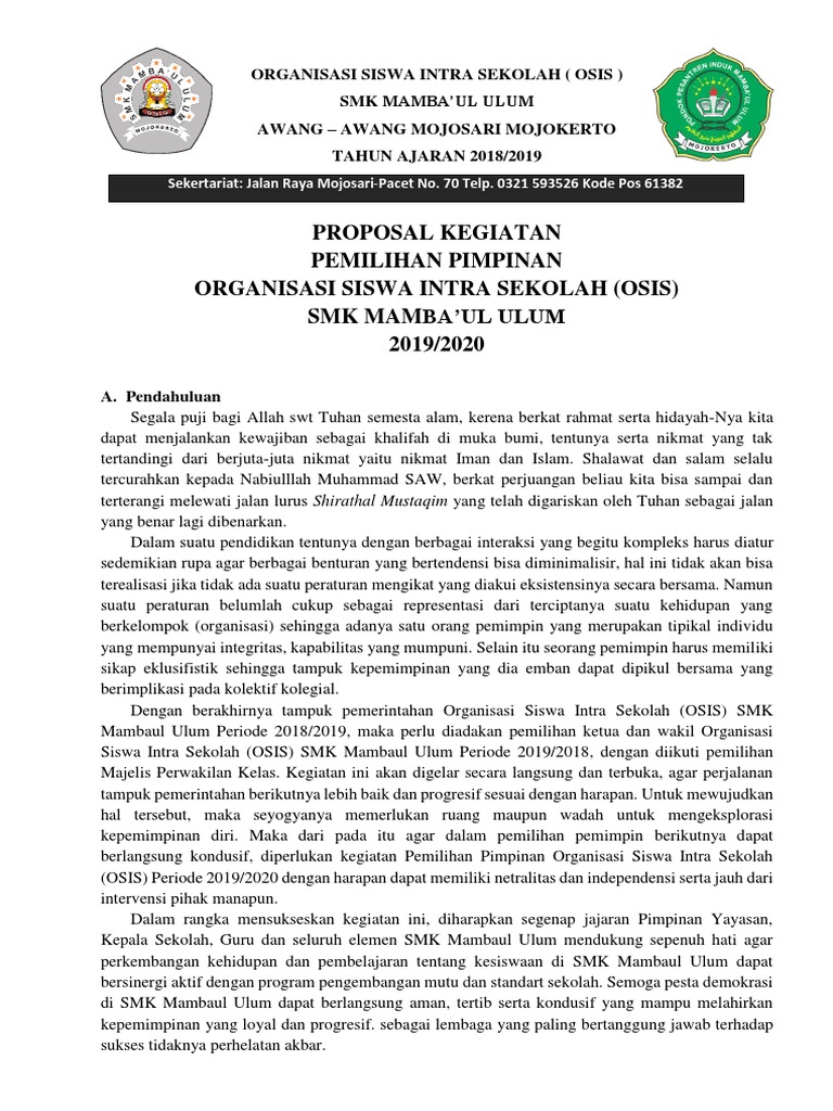Proposal OSIS BARU | PDF | Karier & Perkembangan