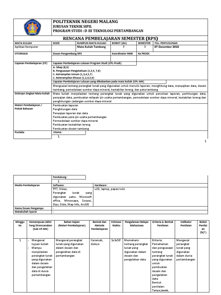 RPS Aplikasi Komputer | PDF | Seni | Komputer