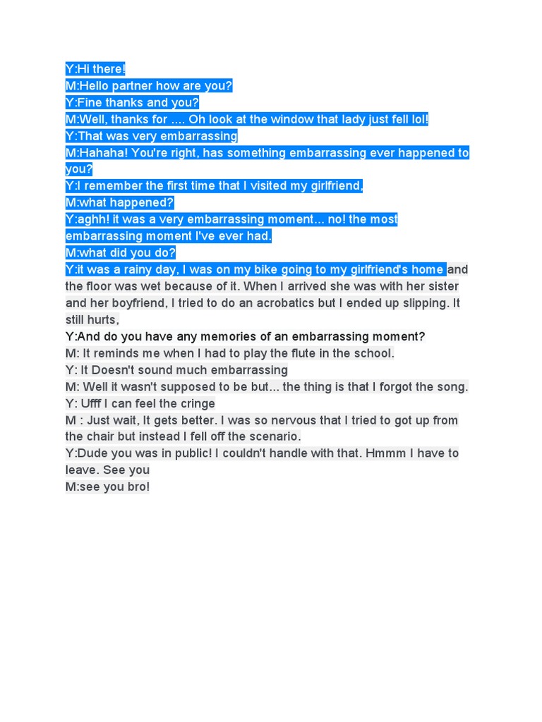 Embarrassing Moments Shared in Conversation | PDF | Mystery, Thriller ...