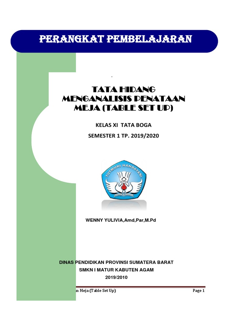 RPP Tata Hidang Penataan Meja (Table Set-Up) | PDF
