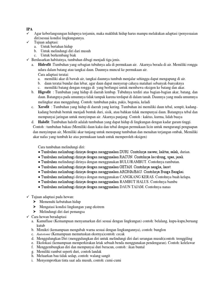 Catatan Ipa Kelas 6 Tema 2 | PDF | Griya & Taman