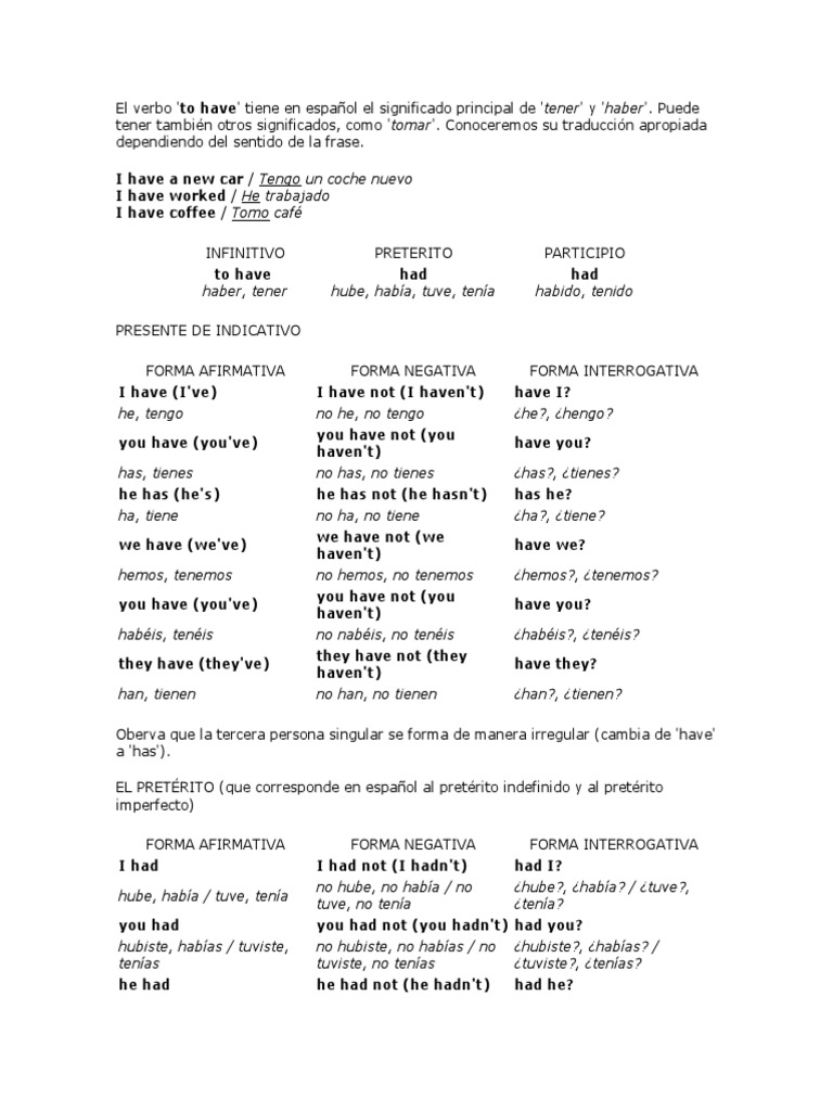 Have Has | PDF | Gramática | Sintaxis