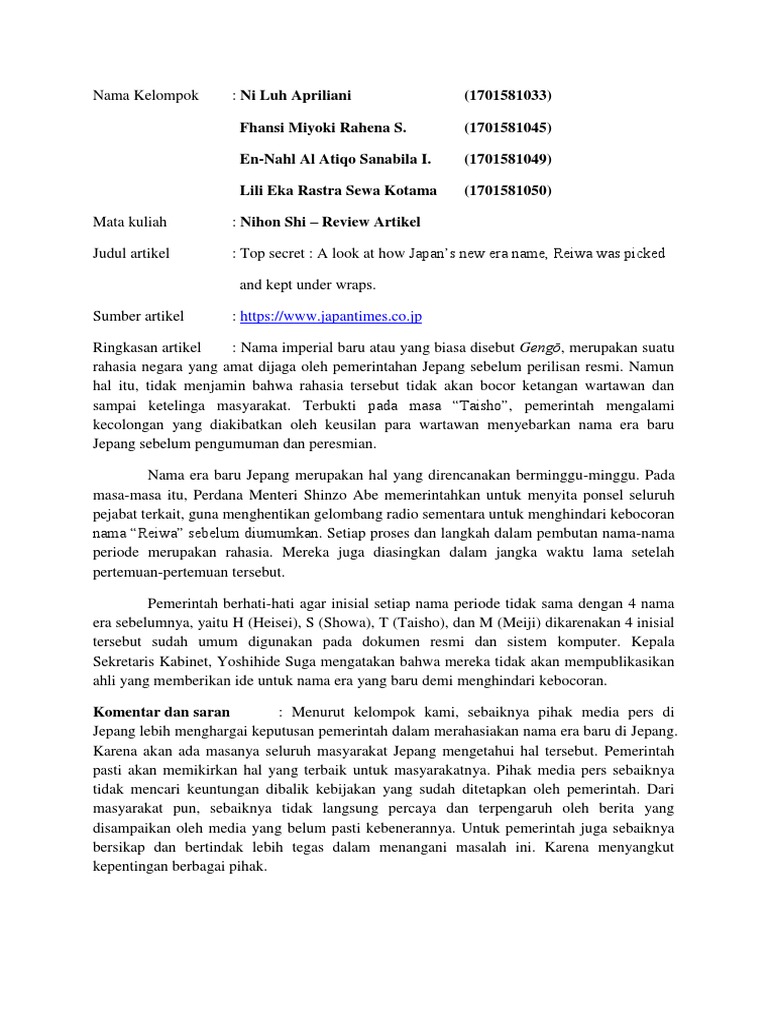 Tugas Review Artikel | PDF