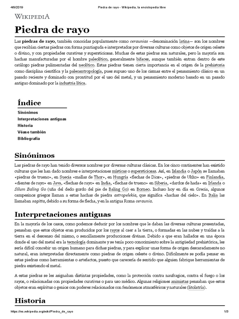 Piedra de Rayo - Wikipedia, La Enciclopedia Libre | PDF | Arqueología ...