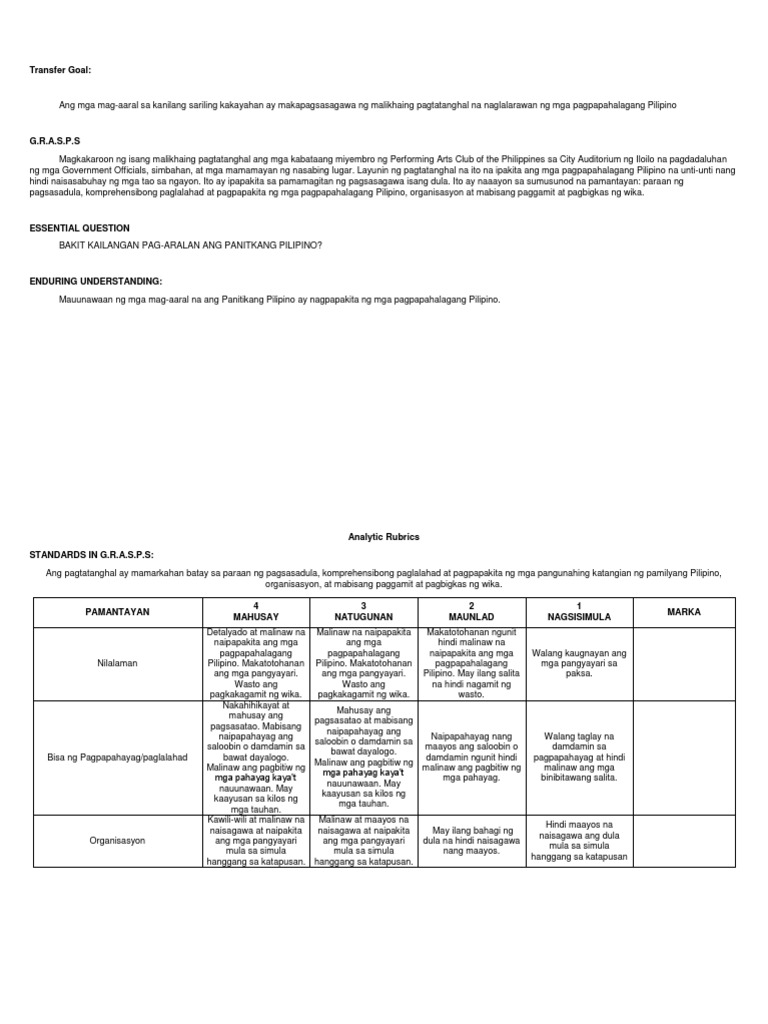 Grade 7 Filipino 3RD Quarter - Curriculum Map | PDF