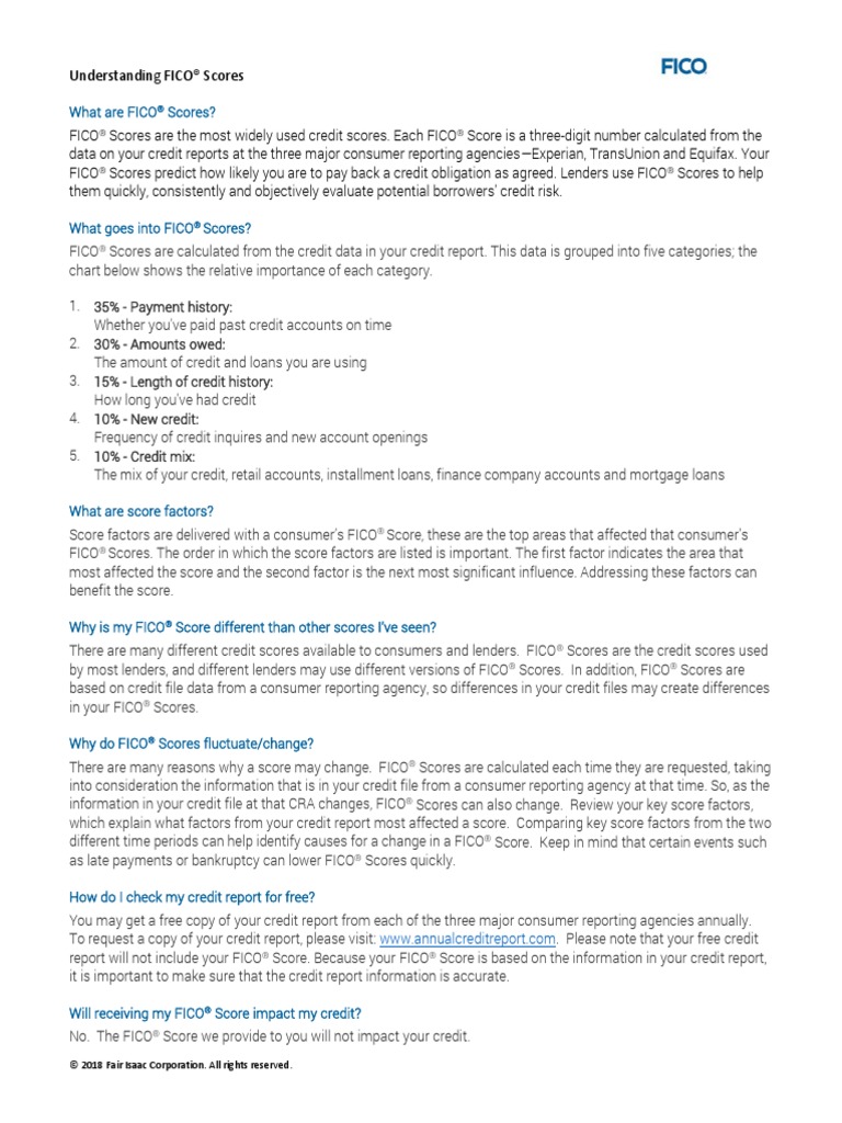 Understanding FICO Scores | PDF | Credit History | Credit Score