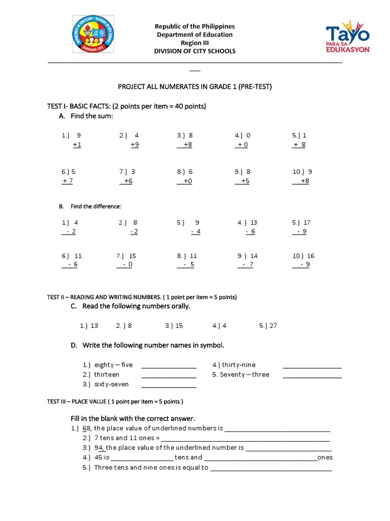 Project All Numerates Grade 1 | Teaching Mathematics