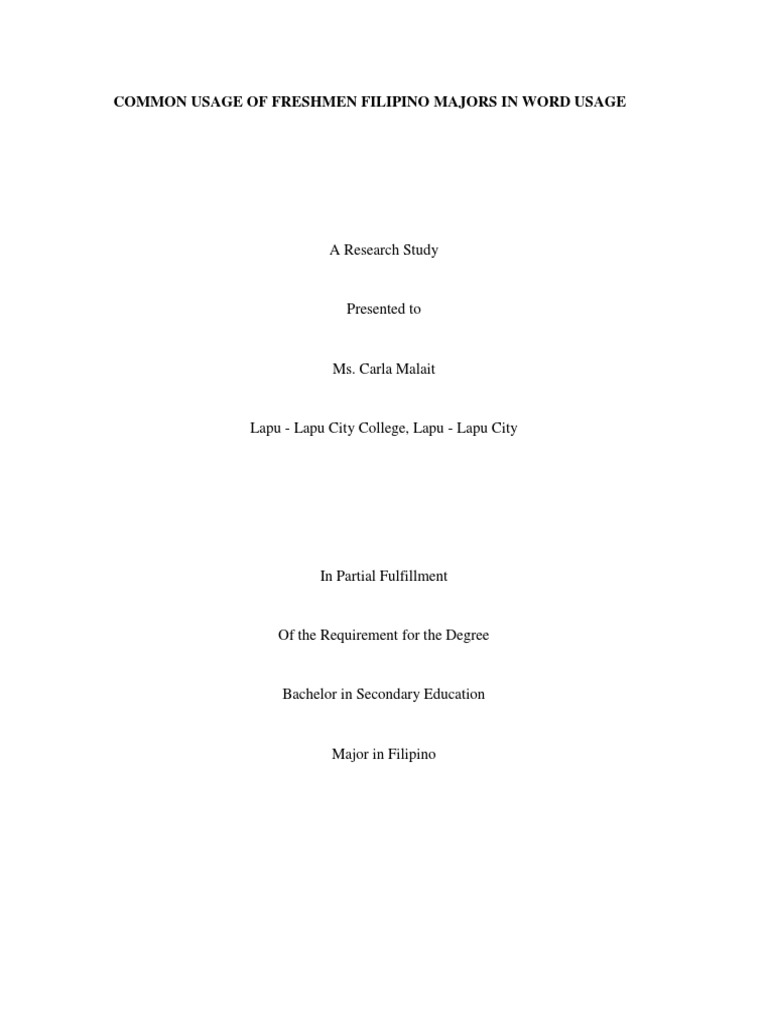 Common Usage of Freshmen Filipino Majors in Word U | PDF | Morphology ...