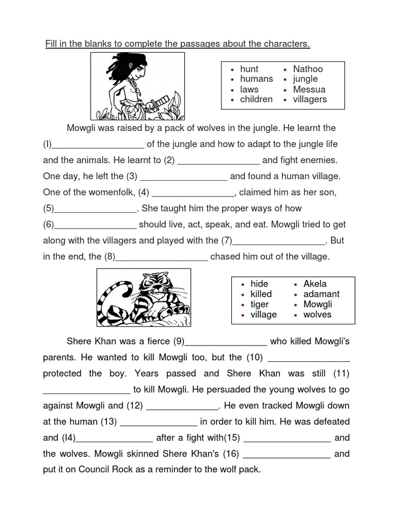 The Jungle Book Worksheets Once Upon A Story: The Jungle Book