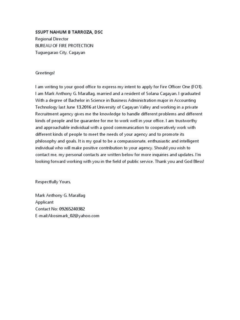 BF Application Letter | PDF