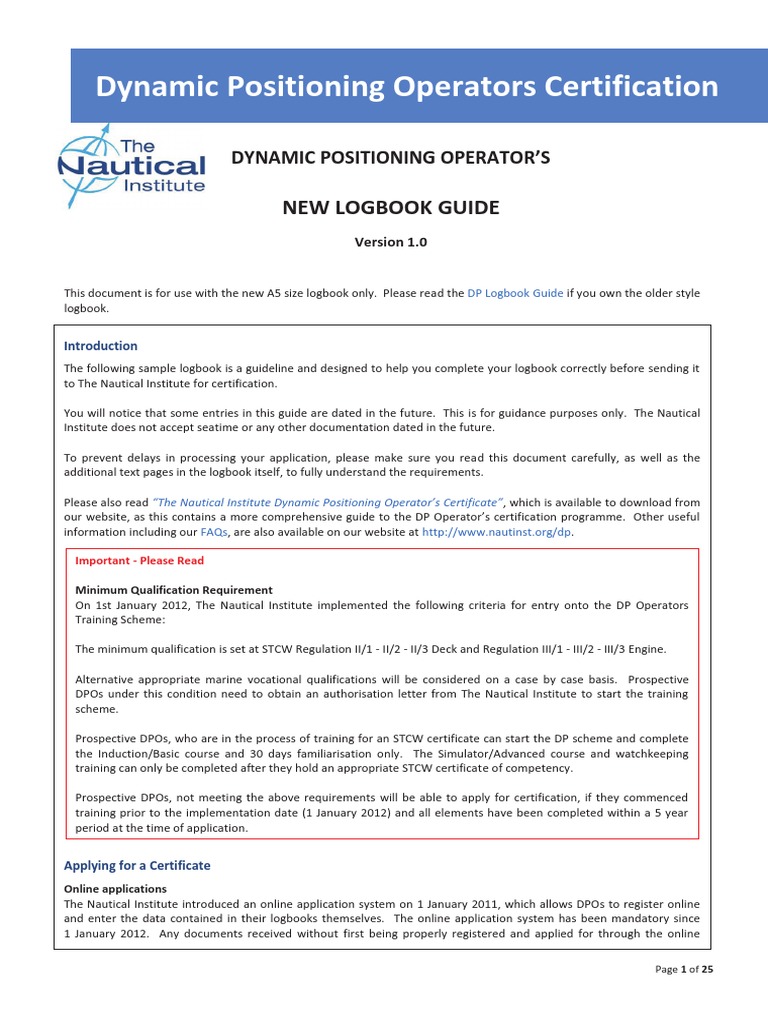 Dynamic Positioning Logbook Guide | PDF | Business
