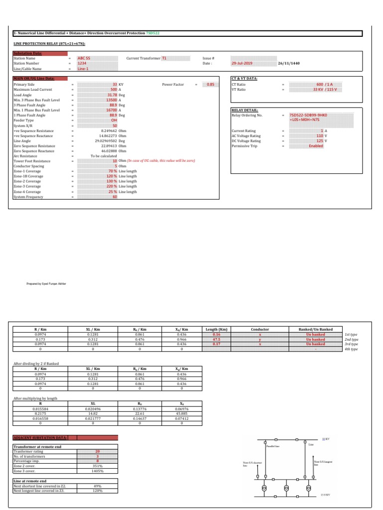 7SD522 Standard Calculation Format 1567726645 PDF | PDF | Electrical ...