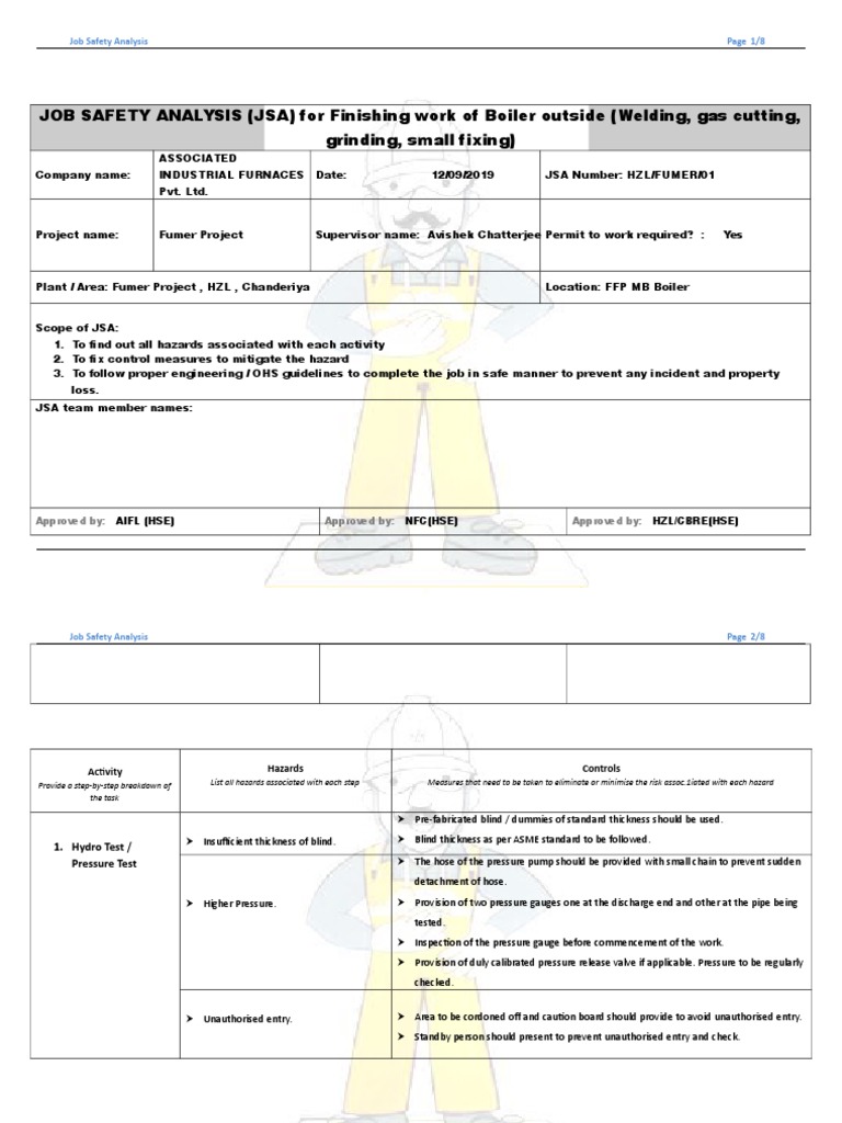 Jsa For Piping Hydro Test, Pneumatic Test | PDF | Valve | Pipe (Fluid ...