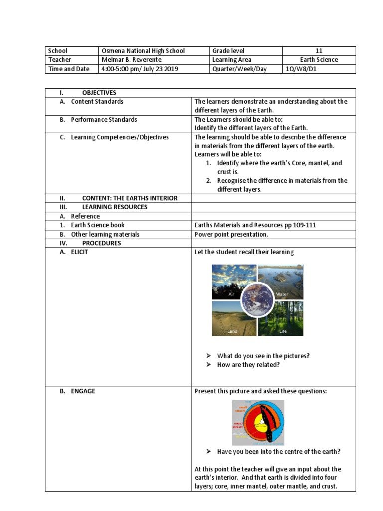 I. Objectives | PDF | Structure Of The Earth | Earth Sciences