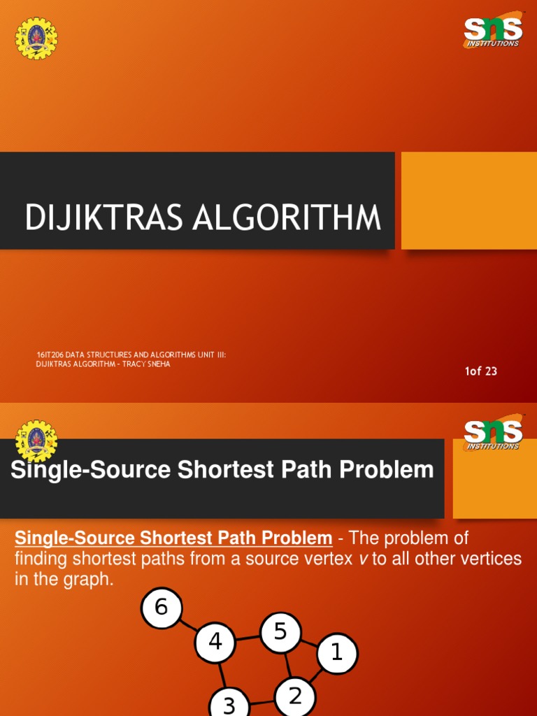 Dijiktras Algorithm: 16it206 Data Structures and Algorithms Unit Iii: Dijiktras Algorithm ...
