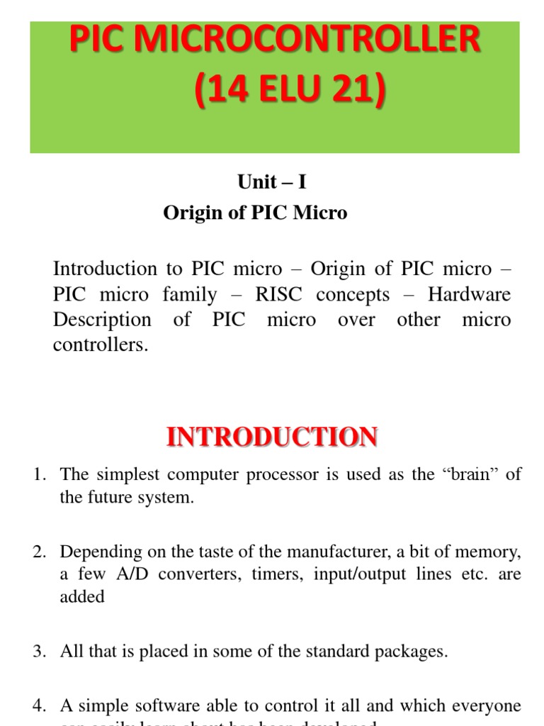 Unit-1 Pic | PDF | Assembly Language | Microcontroller