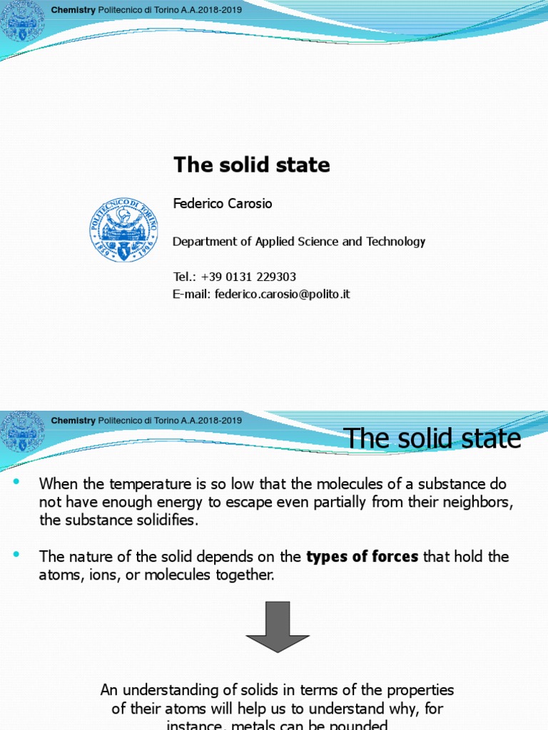 Chemistry Lesson 12 Solids | PDF | Ion | Ionic Bonding