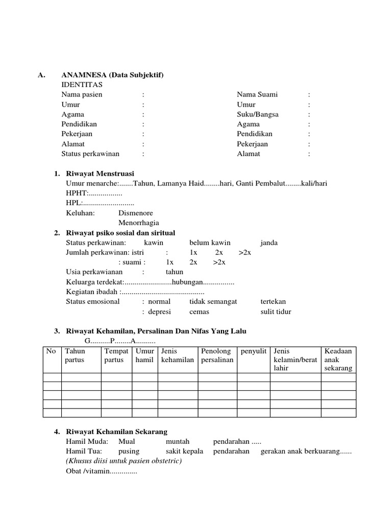 Contoh Anamnesa Awal | PDF