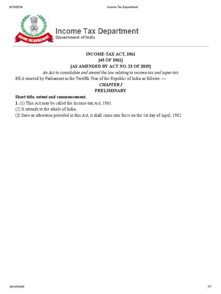 Income Tax Introduction | PDF