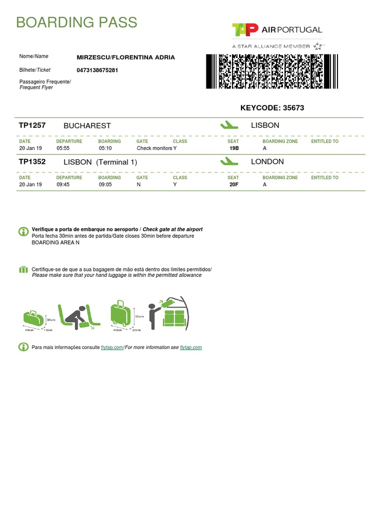 Boarding Pass: Bucharest Lisbon | PDF
