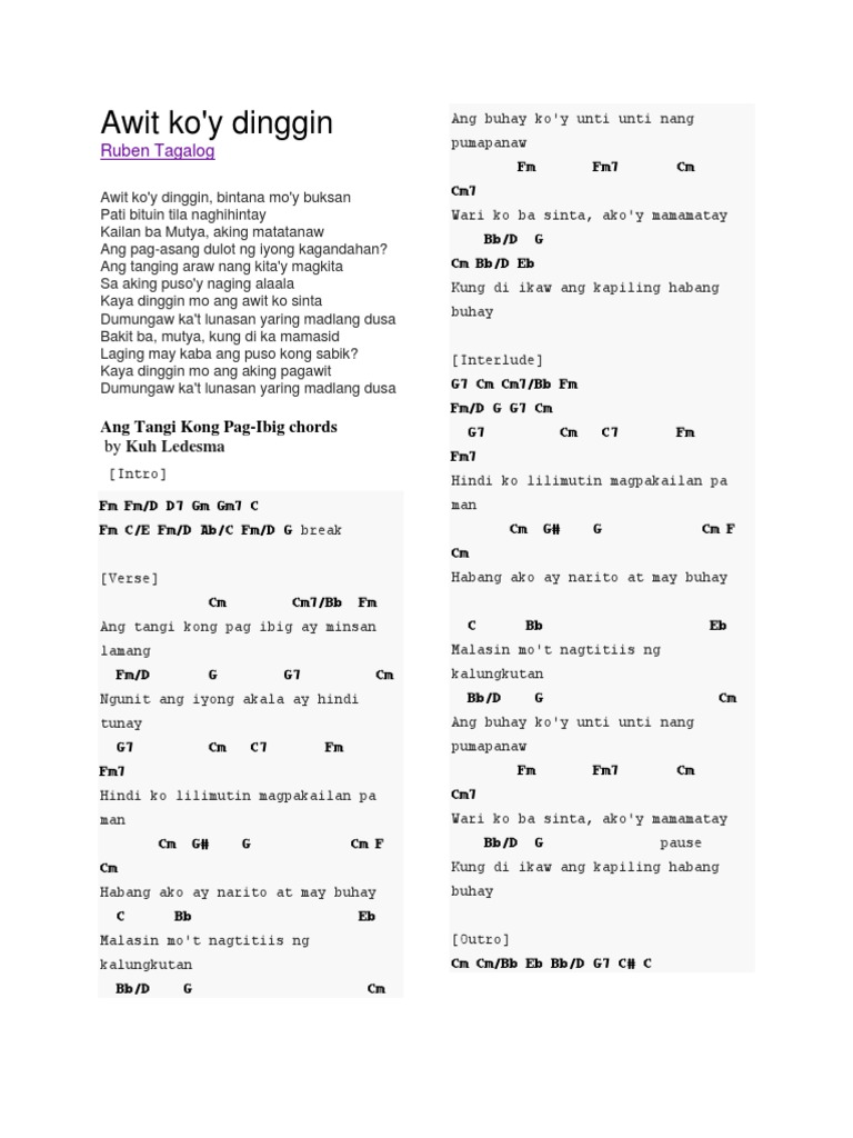 Awit Koy Dinggin | PDF