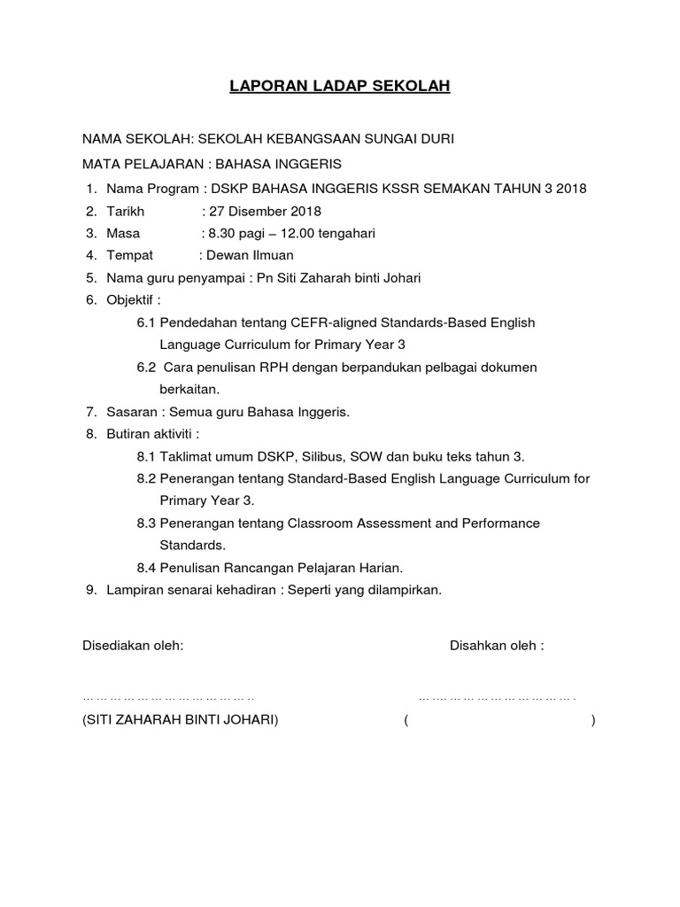 Laporan Ladap Sekolah Bi | PDF
