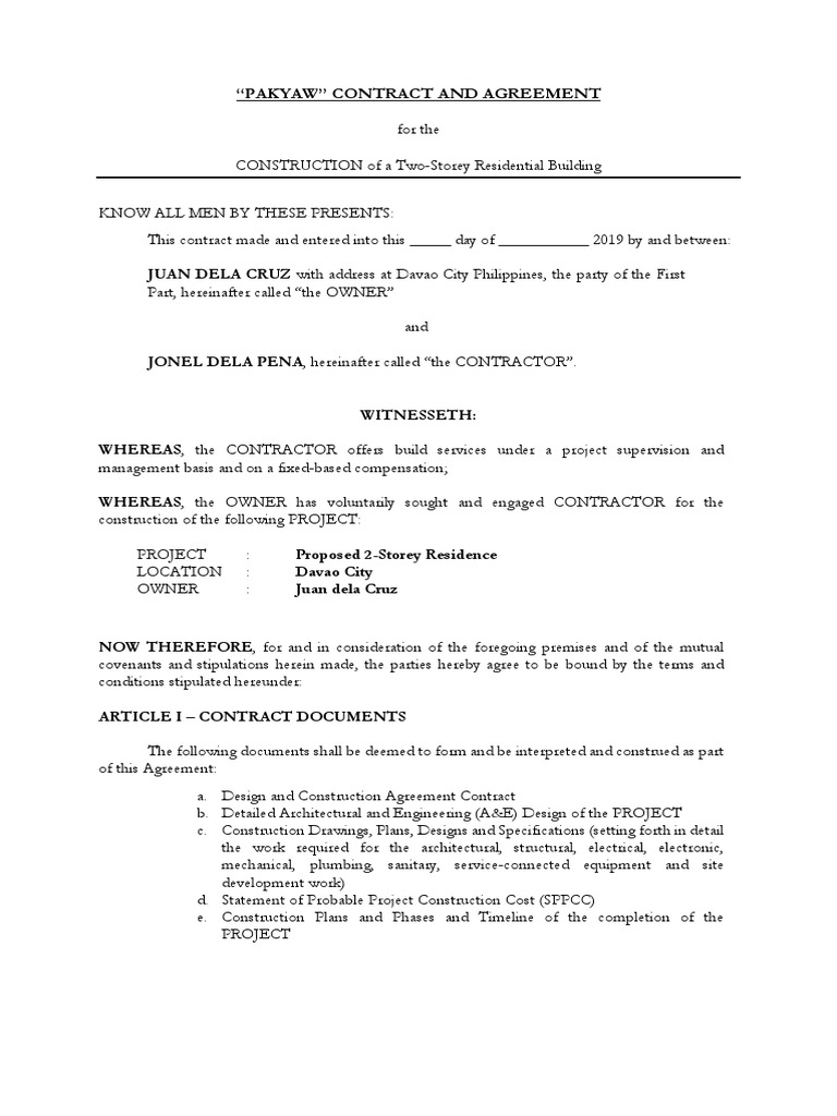 PAKYAW Contract | PDF | Independent Contractor | General Contractor