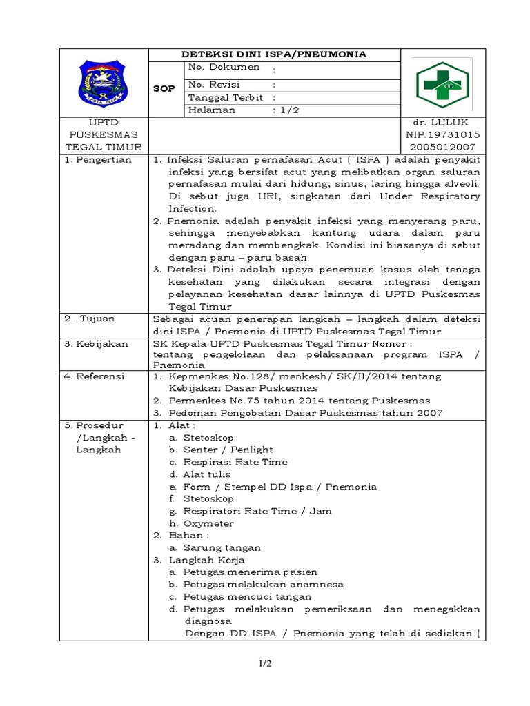 Sop Deteksi Dini Ispa-Pneumonia | PDF