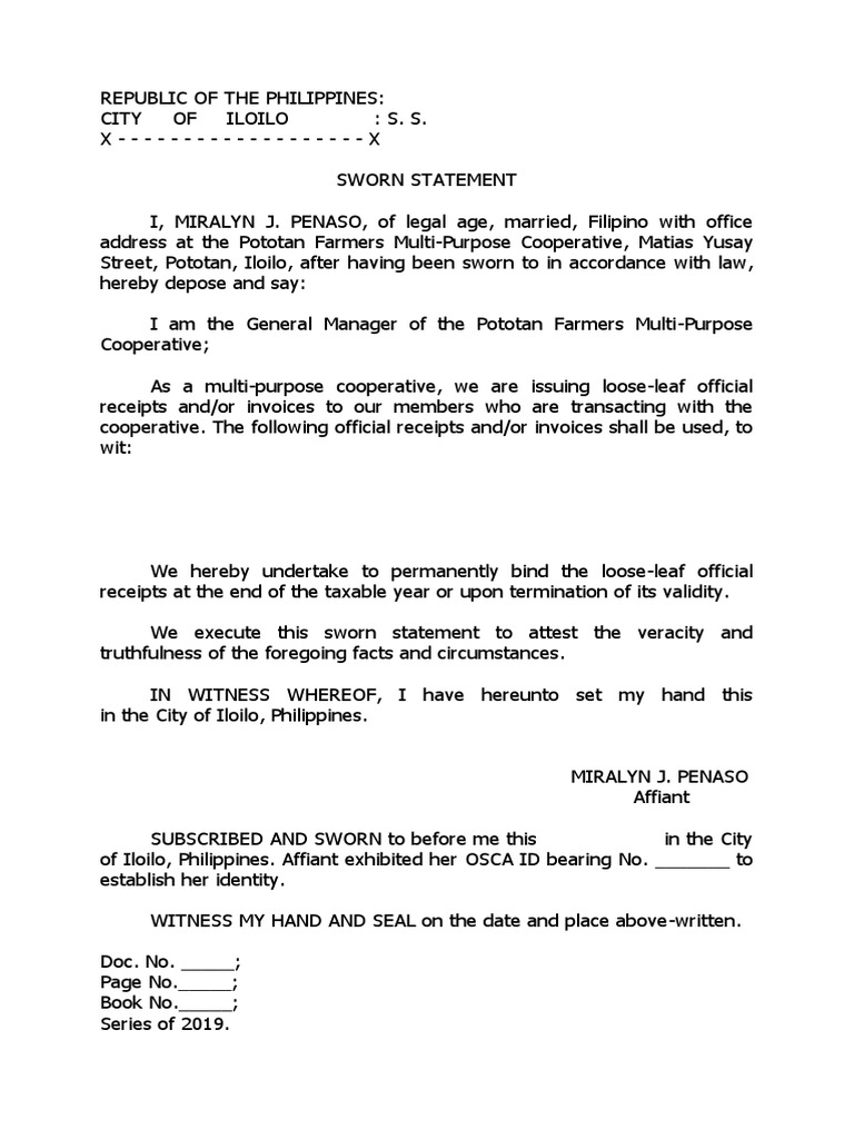 BIR Sworn Statement | PDF | Government Information | Common Law