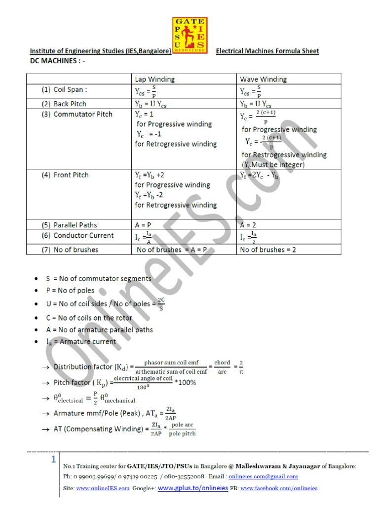 Formula Sheet For Electrical Engineers PDF | PDF