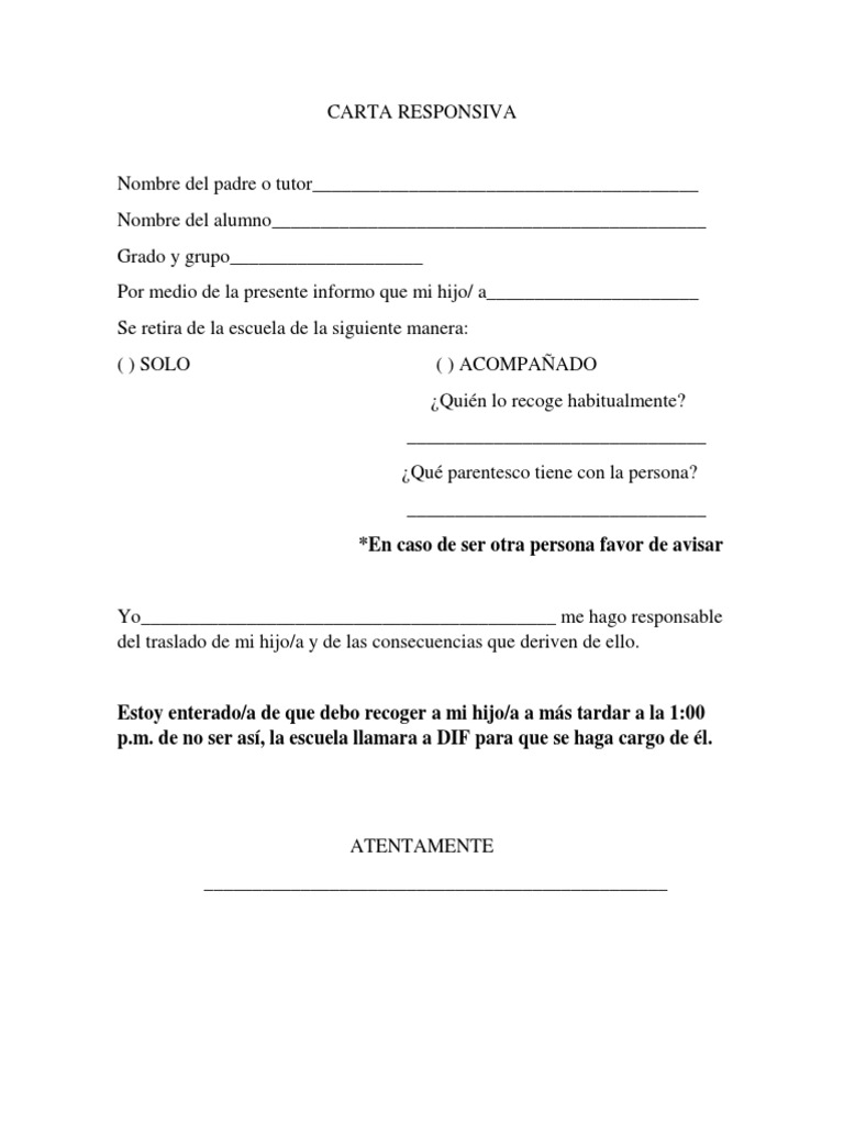 Carta Responsiva | PDF